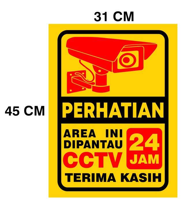 Sticker Stiker PERHATIAN AREA INI DIAWASI CCTV 24 JAM | Lazada Indonesia