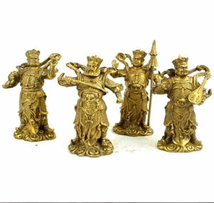 Ensemble De Statues De Bouddha King Kong En Cuivre Pur, Quatre Ornements Du Roi Céleste, En ...