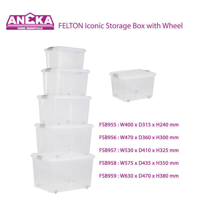 FELTON Iconic Storage Box With Wheel (1pc) Stackable Storage Box ...