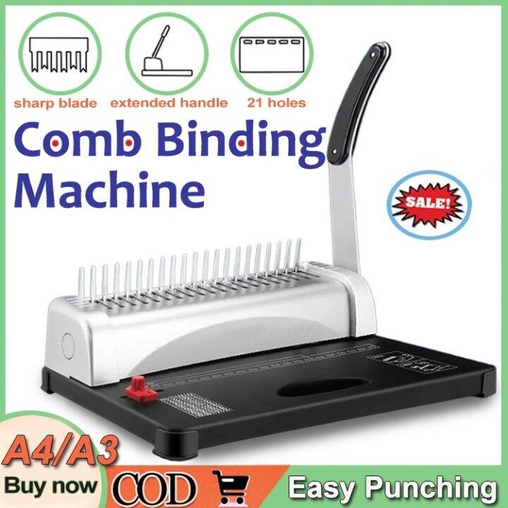 Comb Binding Machine A4/A3 Size Binding Machine Office 21 Hole Comb Binding Machine Heavy Duty ...