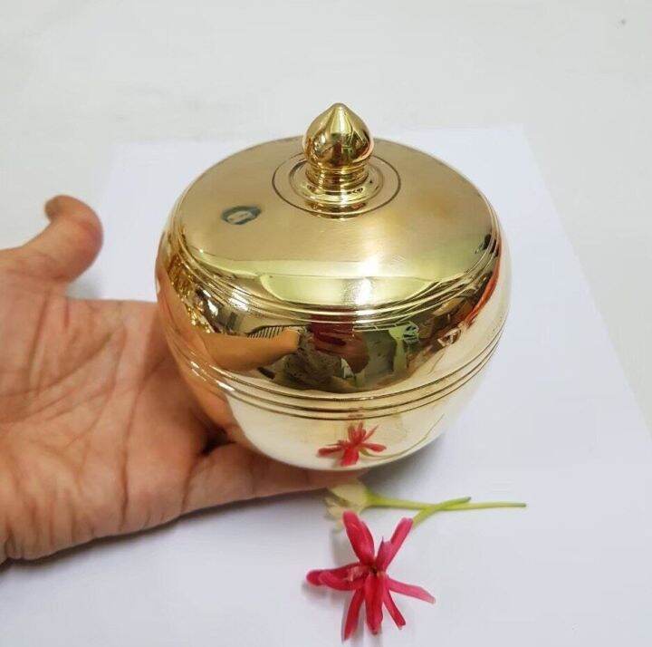 Brass Byfa F1031 ผอบทองเหลือง ขนาด 4นิ้ว ตลับทองเหลือง ถ้วยมีฝาปิดเปิด ...