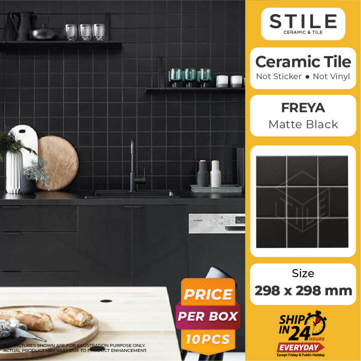 [REAL TILE] Freya Matte Black Mosaic Tiles /Mozek/Ceramic Tiles/Mozek ...