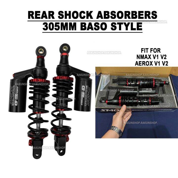 Yamaha NMAX AEROX V1 V2 Rear shock absorbers BASO STYLE 2pcs 305mm ...