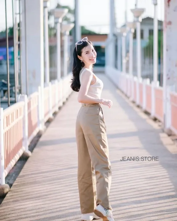 ฮิตที่สุดกางเกงทรงบอย เอวสูงขากระบอก เกาหลีมาก เนื้อผ้าดี Jeanis.store ...