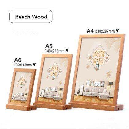A6 Wooden Acrylic Sign Holder Stand Restaurant Table Menu Card Holder ...