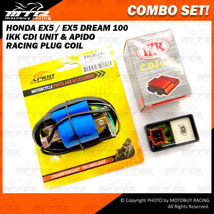 COMBO SET! IKK CDI UNIT & APIDO RACING PLUG COIL FOR HONDA EX5 / EX5 ...