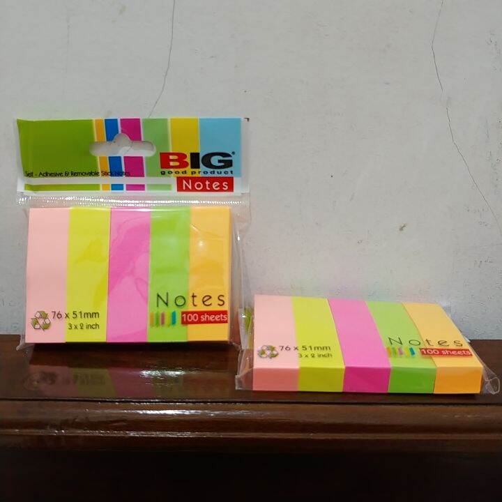 Big 76x51mm Isi 100 Lembar x 5 Warna Sticky Notes Penanda Buku | Lazada ...