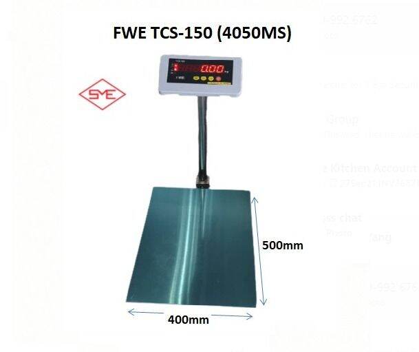 FWE TCS150 Floor Scale c/w MS Platform 400mm x 500mm (Optional for ...