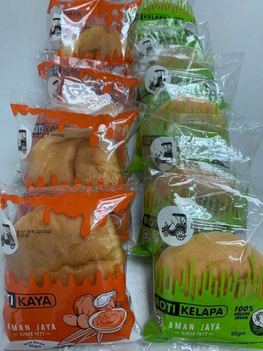 Bread / Roti Kelapa dan Roti Kaya Aman Jaya 老爷车牌古早味椰丝面包和加央面包 (10pcs ...