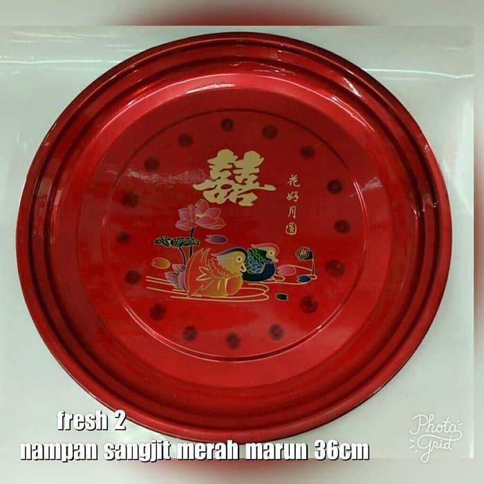 BEST SELLER !!! nampan sangjit/nampan seng merah marun motif burung spg ...