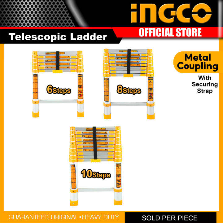 INGCO Aluminum Telescopic Ladder Lifting Straight 6 | 8 | 10 STEPS ...