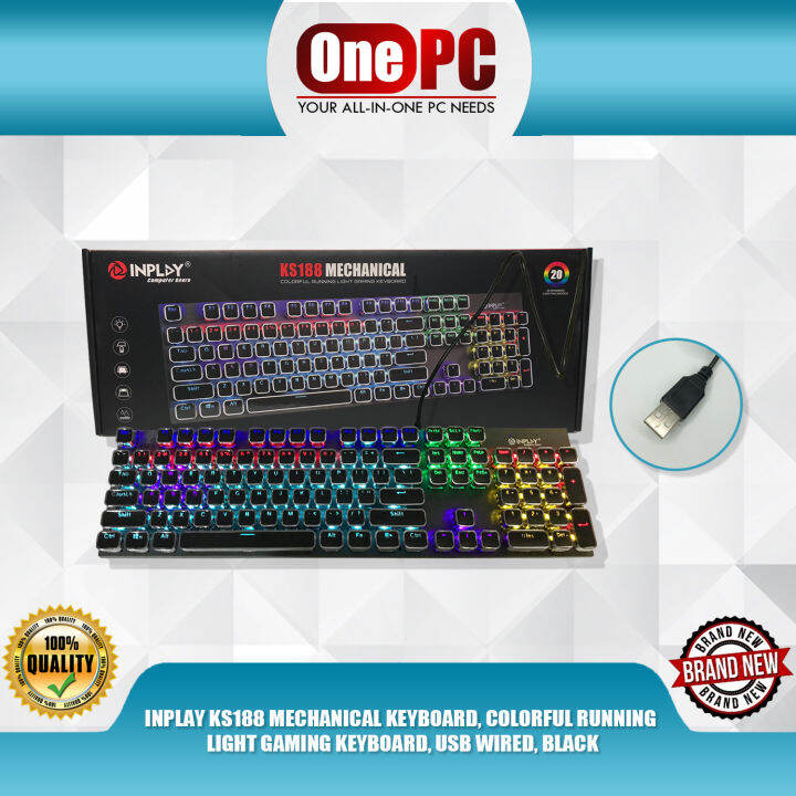 INPLAY KS188 MECHANICAL KEYBOARD, COLORFUL RUNNING LIGHT GAMING ...