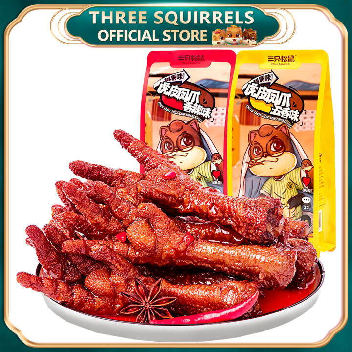 Three Squirrels Chicken's Claw Spicy/Five Spice/Rattan Pepper Snacks 200g 三只松鼠 抖胃味 虎皮凤爪 香辣味/五香味 ...