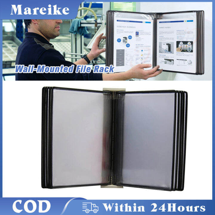 10 Pages Wall-Mounted File Rack A4 Black Wall-Mounted Reference System ...