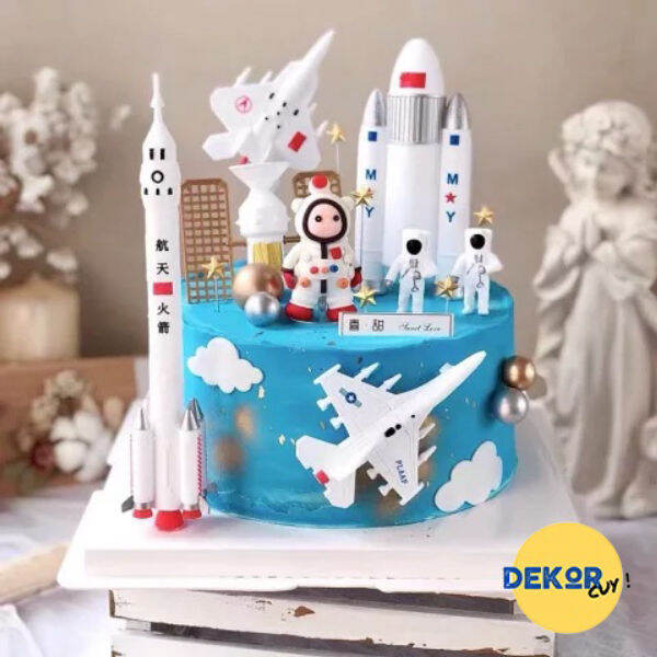 Dekorcuy CAKE TOPPER BENTUK ROKET PESAWAT LUAR ANGKASA ASTRONOT ...