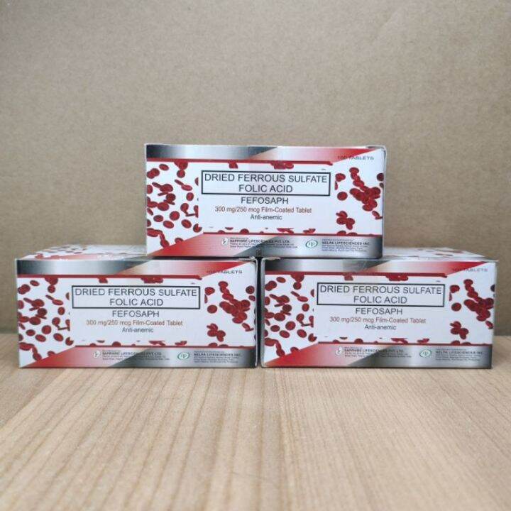 Tiger's store FEFOSAPH Dried Ferrous Sulfate Folic Acid 100 Tablets ...