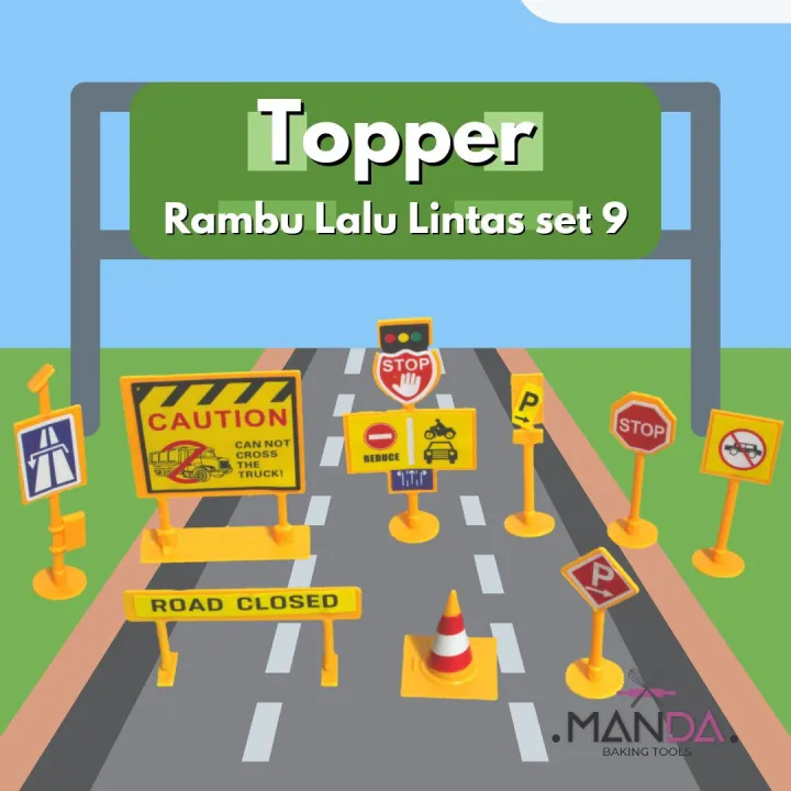 Topper hiasan kue tart puding motif rambu lalu lintas | Lazada Indonesia