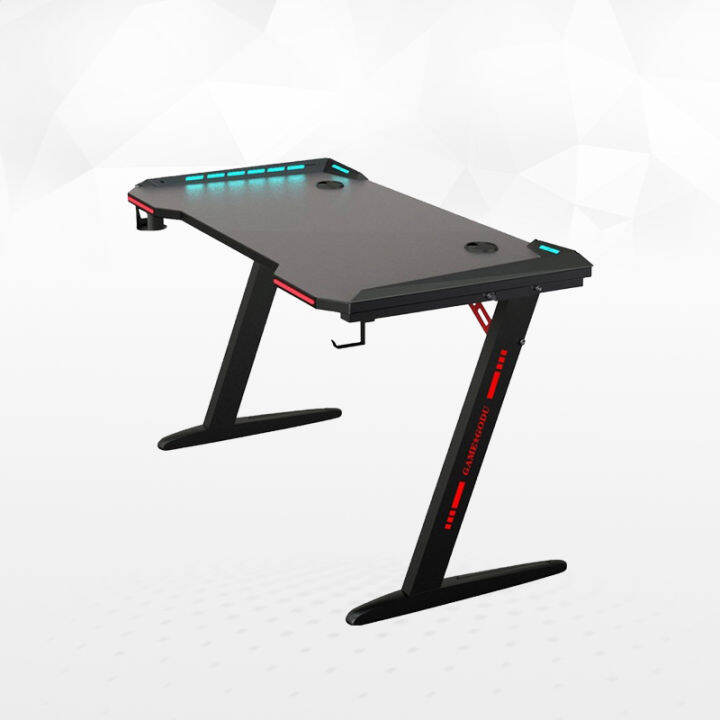 SPIRIT Z-Shaped Black/Pink Home Computer Gaming Desk, Ergonomic Esports ...