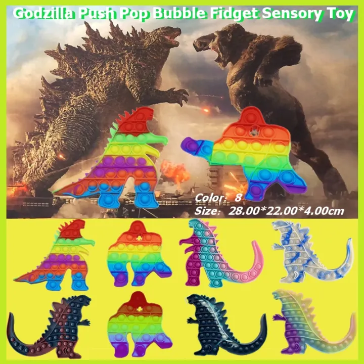 🌈Rainbow Pop it Fidget Toy Godzilla Push pop Bubble Fidget Sensory Toy ...