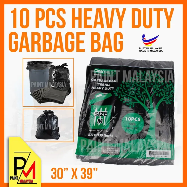 CLEANGUARD Garbage Bag Size M Heavy-Duty Black Rubbish Trash Bag ...