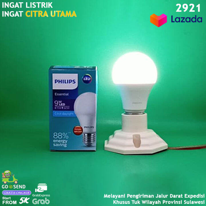 LAMPU PHILIPS ESSENSIAL LED 9 WATT 6500K PUTIH TERANG K2921 | Lazada ...