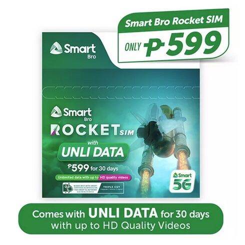 Smart Bro Rocket SIM UNLI 599 Data for 30 days | Lazada PH
