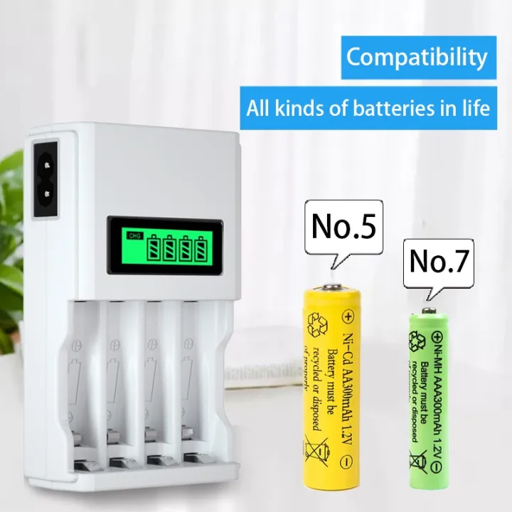 LCD Display Smart Intelligent Battery Charger With 4 Slots For AA/AAA ...