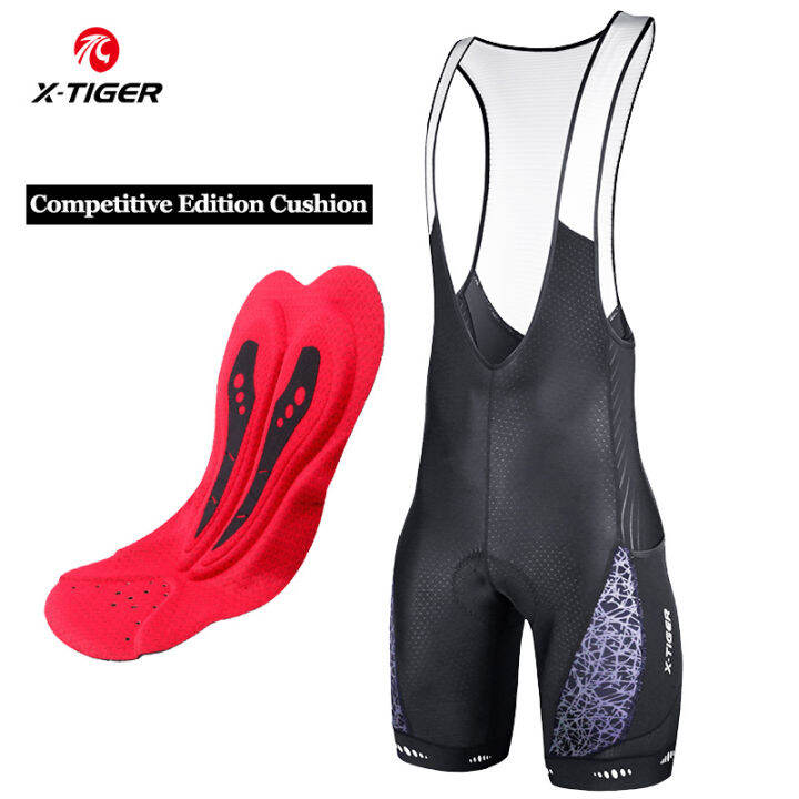 X-Tiger กางเกงเอี๊ยมสำหรับปั่นจักรยานผู้ชาย,กางเกงรัดรูปขาสั้นผ้าไลคร่า ...