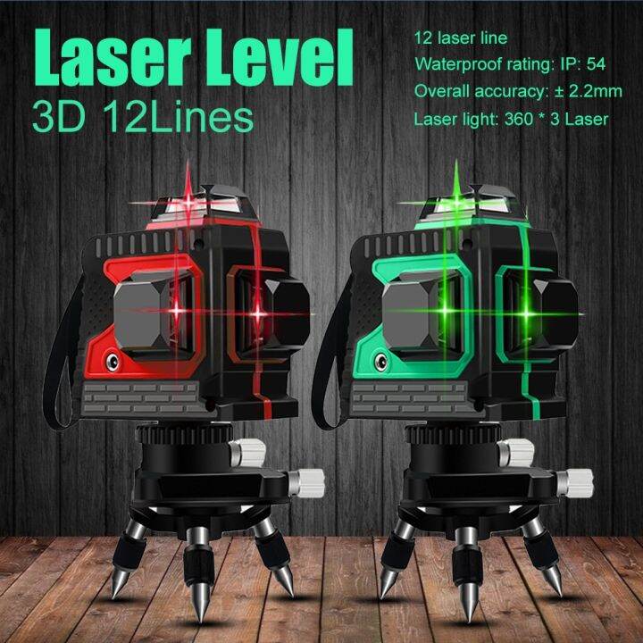 Laser Level Mesin Self Leveling 3D Wall Meter Laser Beam 12 Line ...