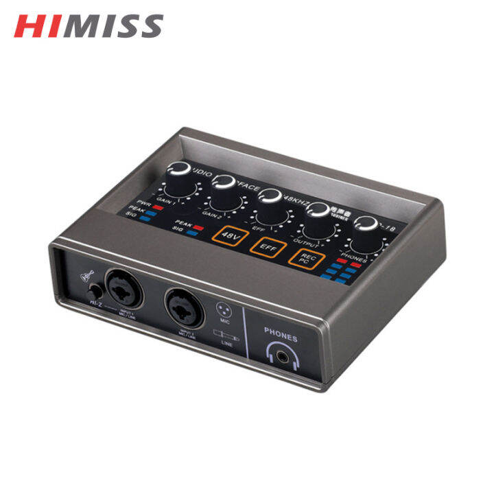 HIMISS 3C Professional Recording Sound Card DSP Reverb AD Converter 48v ...
