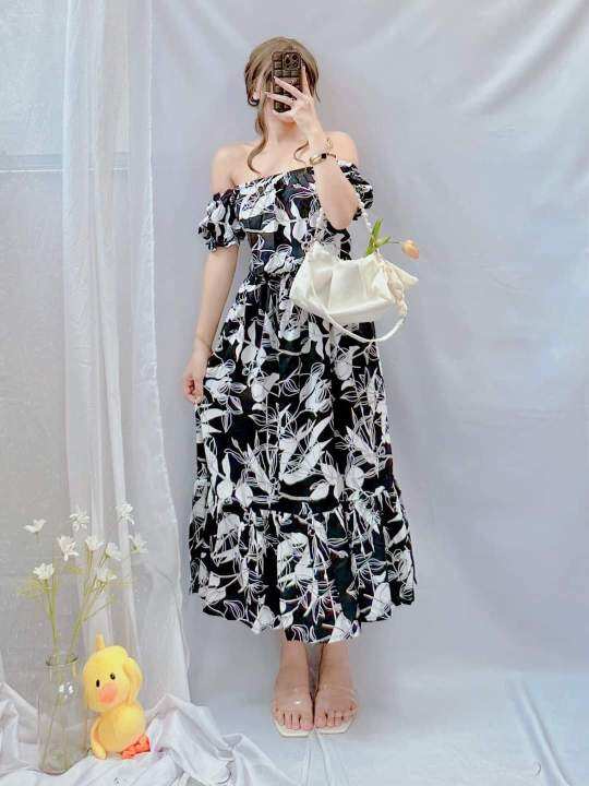 Leseka 2-Way Bobby Long Dress Floral For Womens/Ladies Chalis Fabric ...