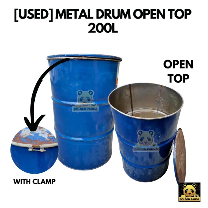 USED] Open Top Steel Drum 200L/Tong Besi/Metal Barrel/200L Tong Drum Besi | Lazada