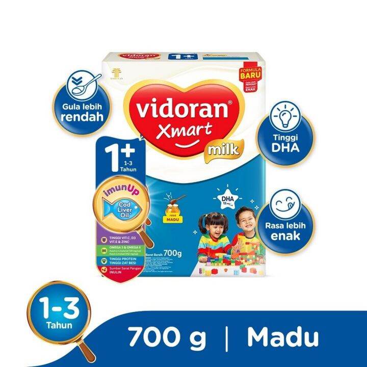 vidoran Xmart 1+ Madu 700gr Susu Formula Pertumbuhan Anak 1-3 Tahun ...