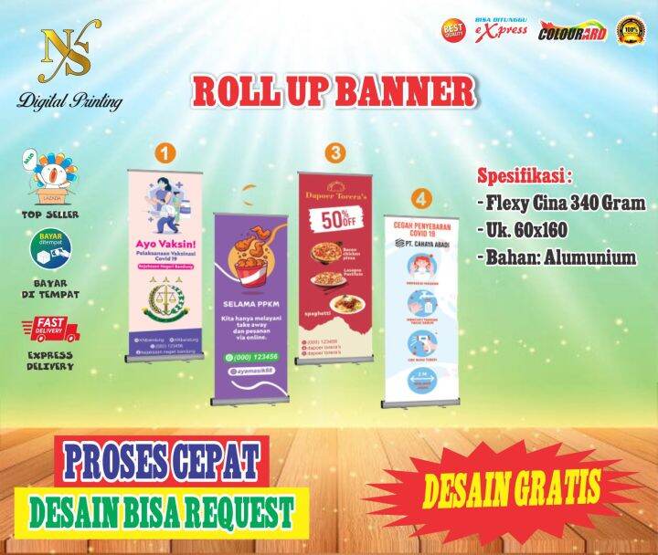 ROLL UP BANNER-STAND BANNER-PAKET 60x160 | CUSTOM DESAIN BEBAS | Lazada ...