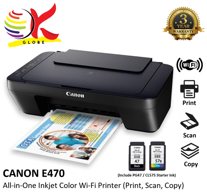[NEW] CANON PIXMA E470 INK EFFICIENT 4 IN 1 INKJET MULTIFUNCTION COLOUR ...