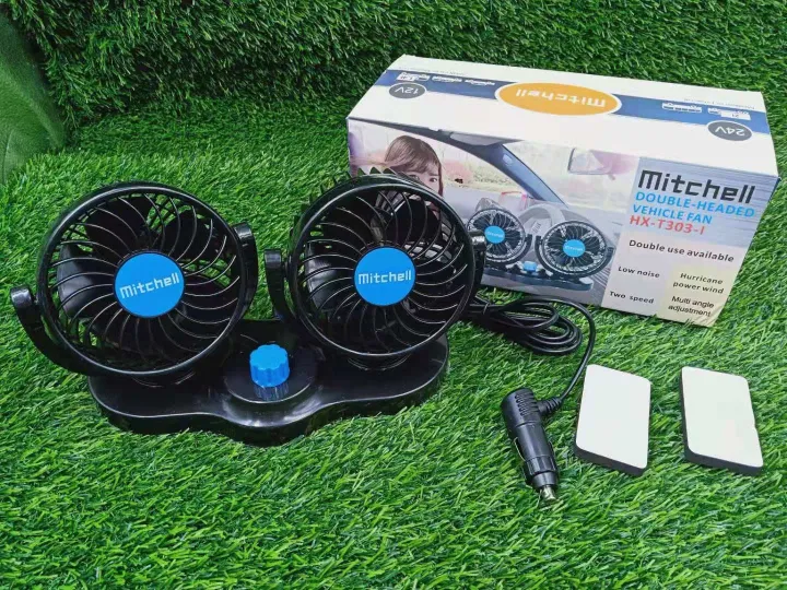 10W Electric Car Fan 360 Degree Rotatable 2 Speed Dual Head Car Auto ...