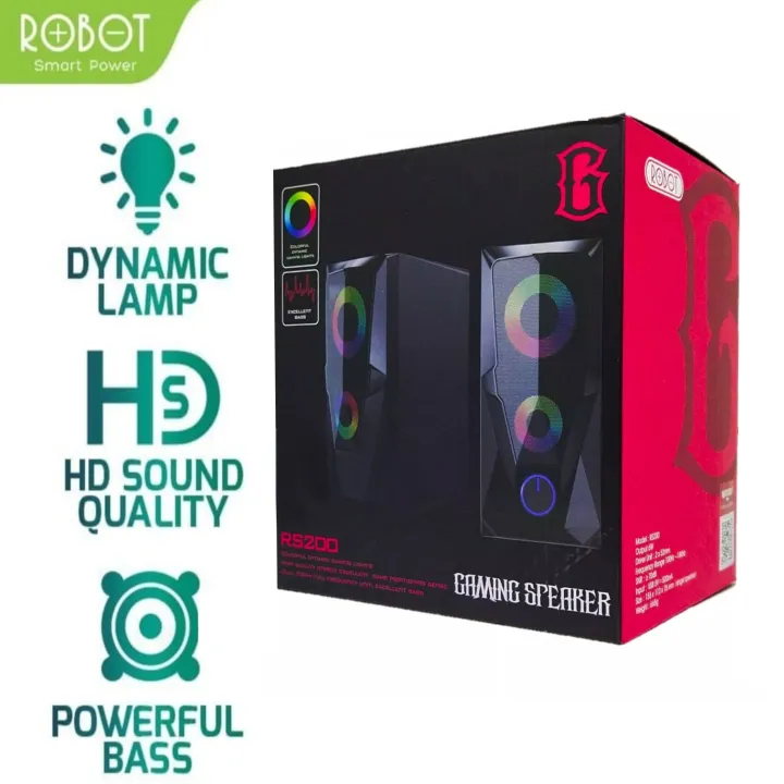 Speaker Robot RS200 Original E-sports Gaming USB 3.5mm AUX with 2 ...
