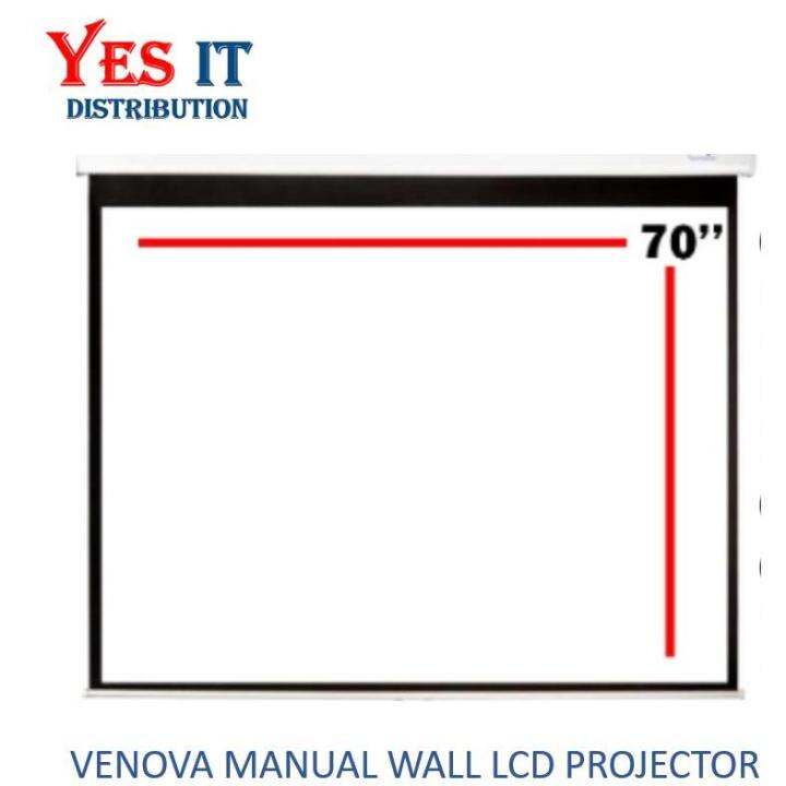 VENOVA MANUAL WALL PROJECTOR SCREEN 70" x 70" (6’X6’) / 96" x 96" (8'x8 ...