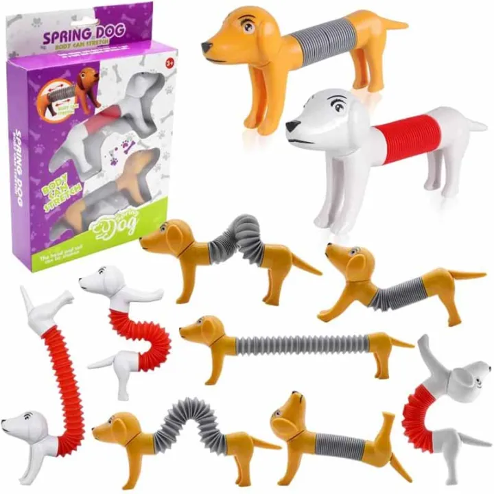 【OG】 2 Pack Pop Tubes Spring Dog Fidget Toys, Sensory Stretch Dog ...