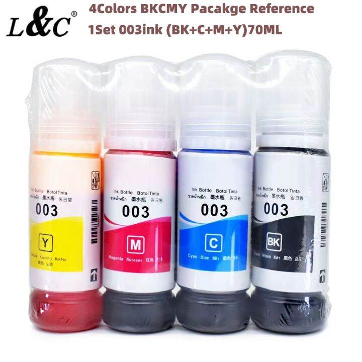 L C Refill Epson 003 Ink 1 Set BKCMY Ink For Inkjet Printer L3110 L3116 ...
