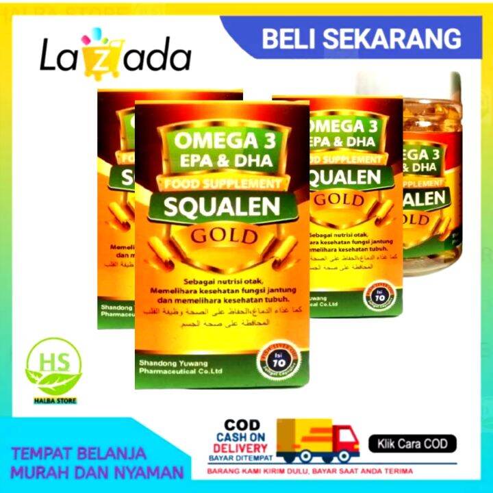 [ PAKET 3 BOTOL ] Omega 3 Squalen Gold ALJAZIRA Minyak Ikan plus Fish ...