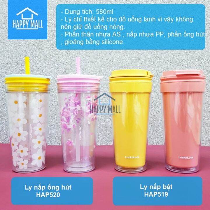 Ly nhựa 2 lớp Lock&Lock Bucket Cold Cup dung tích 580ml HAP519 HAP520 | Lazada.vn