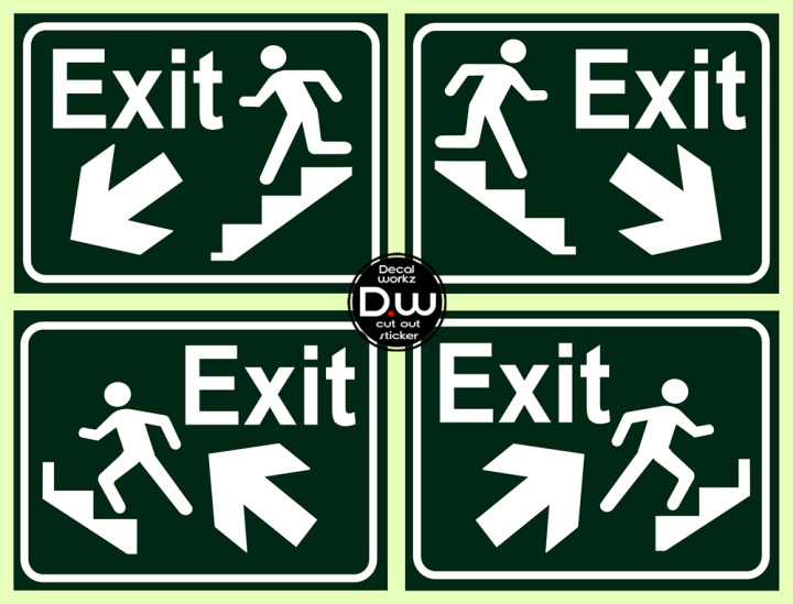 Reflective Exit Stair Arrow Sign Reflectorize Honeycomb vinyl Sticker ...
