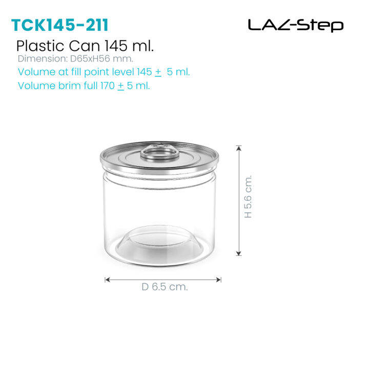 LAZ-Step กระป๋องพลาสติก PET ขนาด 145 ml. TCK145R211 (ต้องใช้เครื่องปิด ...