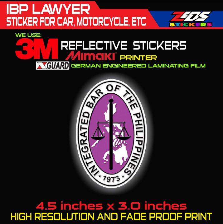 ibp lawyer logo 3M reflective printed laminated sticker for cars ...