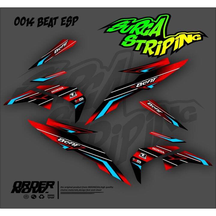 0014 sticker setiker stiker striping motor beat esp motif garis racing ...