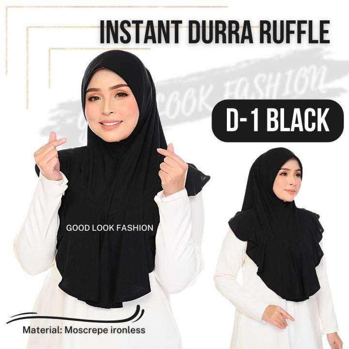Tudung Labuh Instant Sarung Ruffle Dura ironless Flowly | Lazada