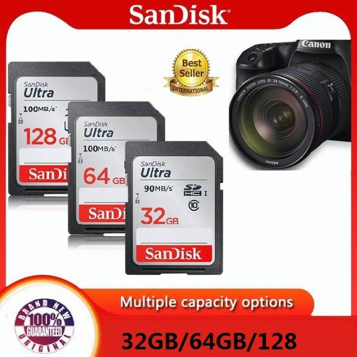 Original SanDisk Ultra SD Card 32GB/64GB/128GB Memory Card SDXC C10 Uhs-1 100MB/s For Camera ...