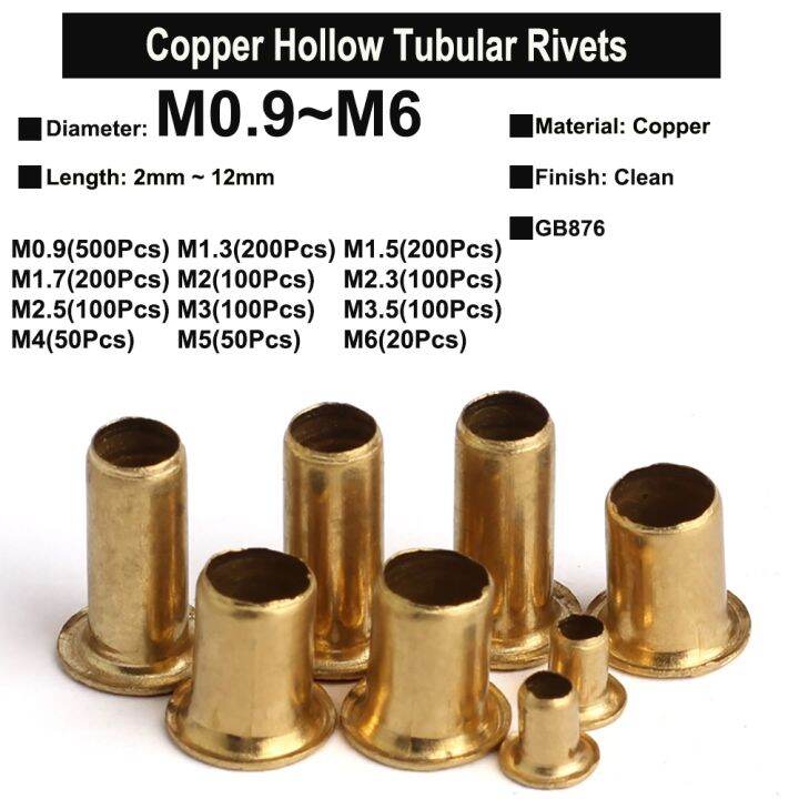 M0.9 M1.3 M1.5 M1.7 M2 M2.5 M3 M3.5 M4 M5 M6 Copper Tubular Rivets ...