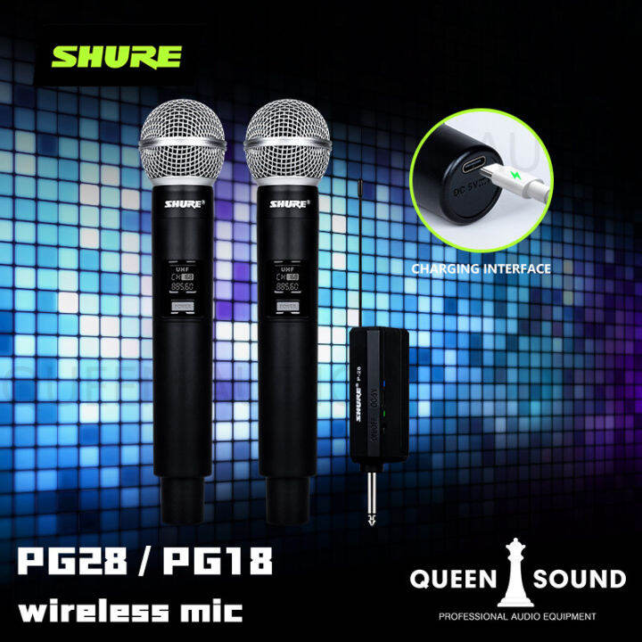 Genuine SHURE PG18 PG28 Wireless Microphone UHF Dual Handheld ...